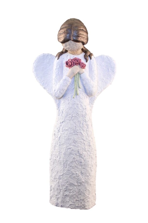 Engel, Figur, Med Blomsterbukett - Farge Hvit, Brunt Hår - Lillesand ...